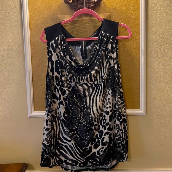 Susan Lawrence | Tops | Susan Lawrence Animal Print Sleeveless Tunic ...